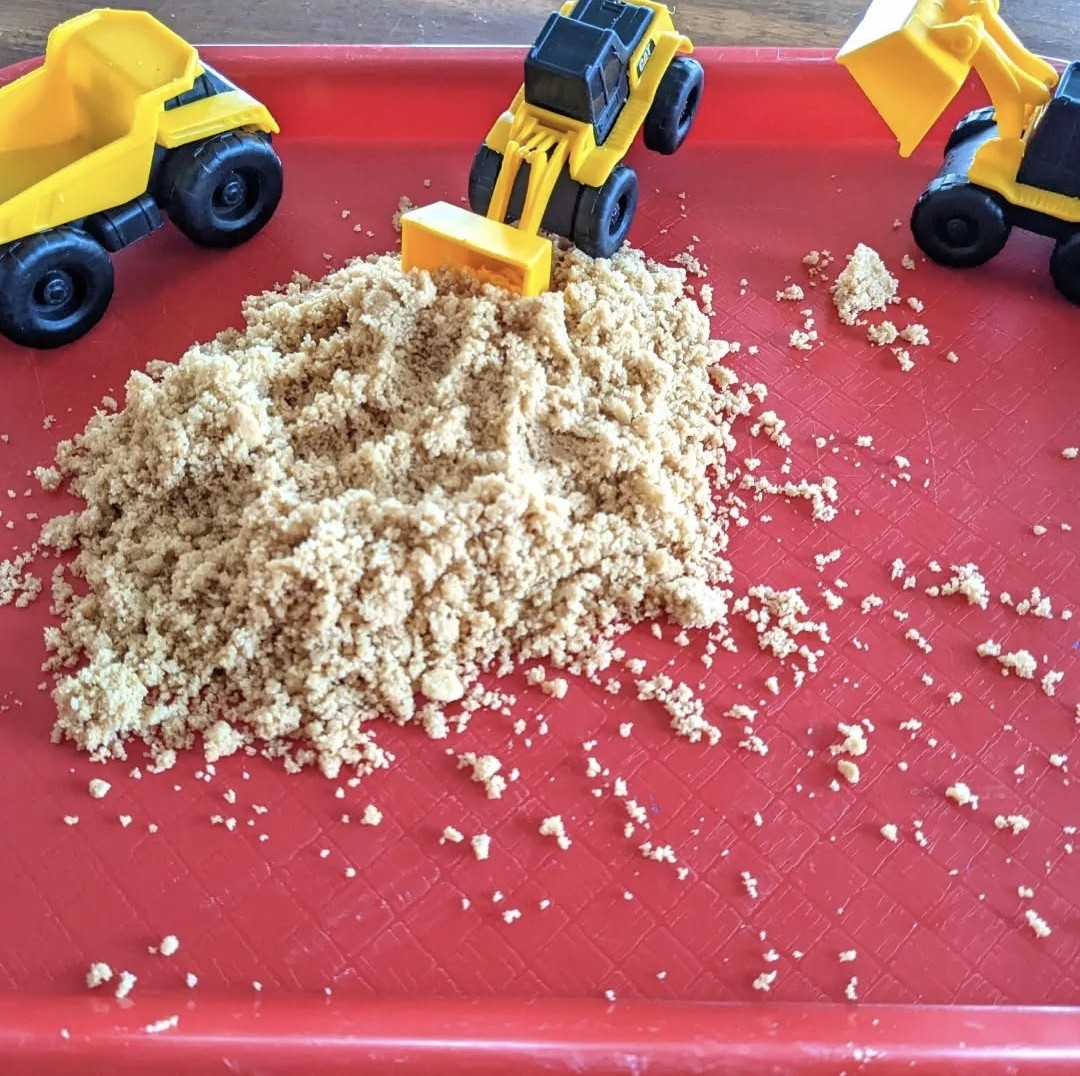 Edible Sand for Construction Site Play For Kids - Parenting with Sara